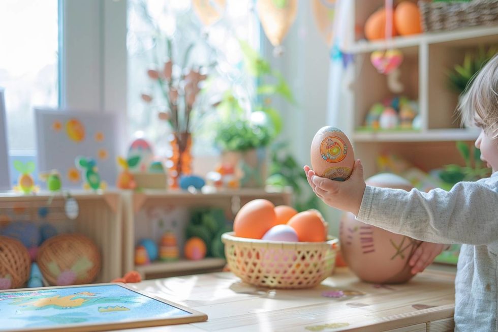 Organiser une chasse aux trésors Montessori à Pâques avec œufs Kinder